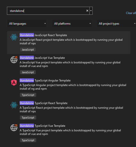 JavaScript And TypeScript Projects With React Angular Or Vue In Visual Studio 2022 With Or 