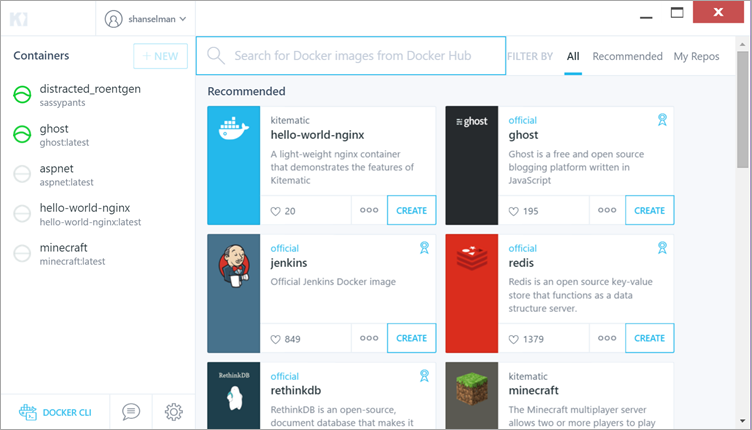 Brainstorming development workflows with Docker, Kitematic, VirtualBox, Azure, ASP.NET, and ...